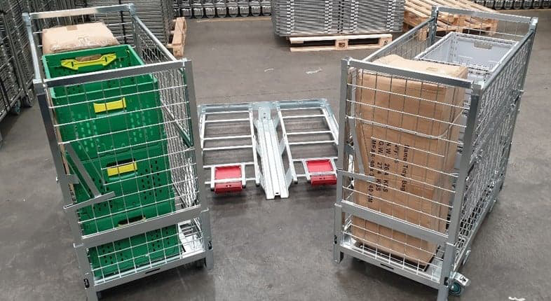 Half High Sided Pallet Cage Still with Castor Wheels | Steel Cage ...